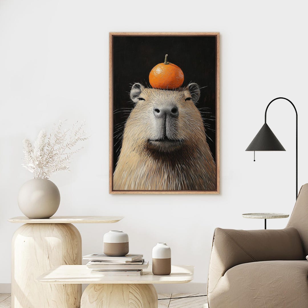 Framed Canvas Wall Art Print, Capybara Head Poster, Cute Capybara Wall ...