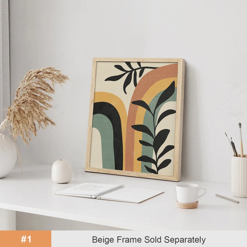 Mid-century Rainbow Tropical Plants Canvas Wall Art Print - Etsy