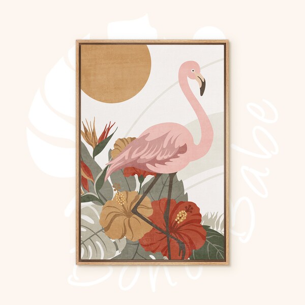 Mid Century Flamingo Artwork - Etsy