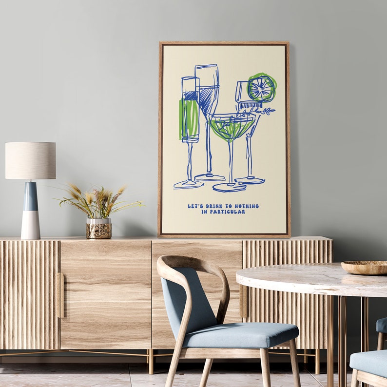 Framed Canvas Wall Art Print Poster, Drink Liquor Poster Art, Kitchen ...