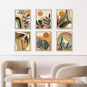 Mid-century Rainbow Tropical Plants, Canvas Wall Art Print, Home ...