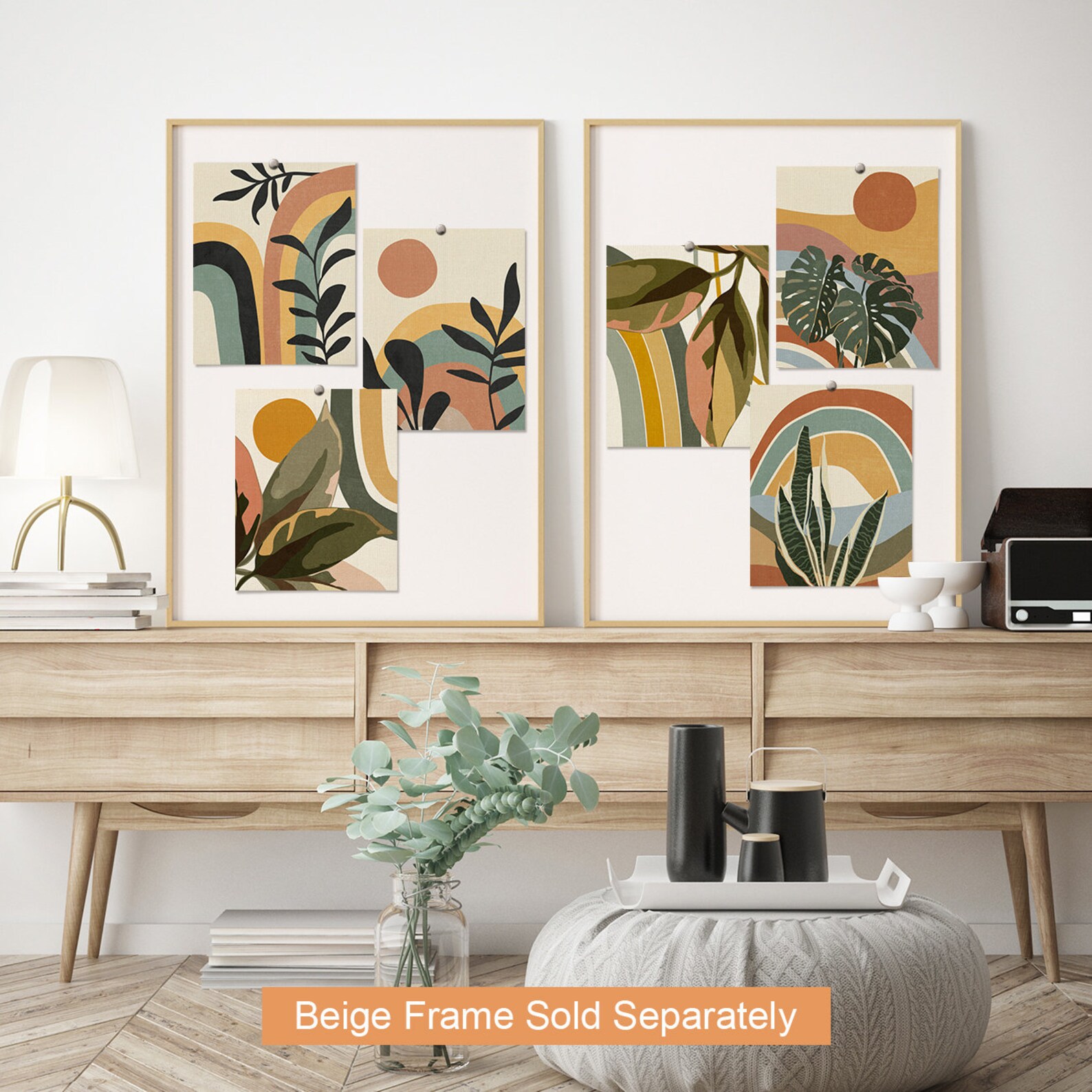 Mid-century Rainbow Tropical Plants Canvas Wall Art Print - Etsy