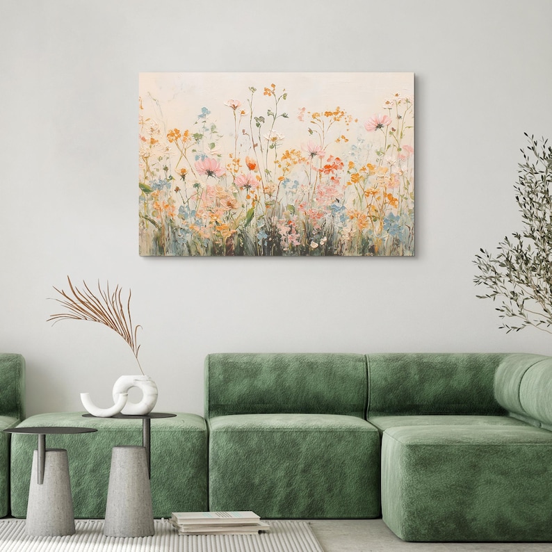 Framed Pastel Wildflower Wall Art, Spring Floral Meadow Canvas Print ...