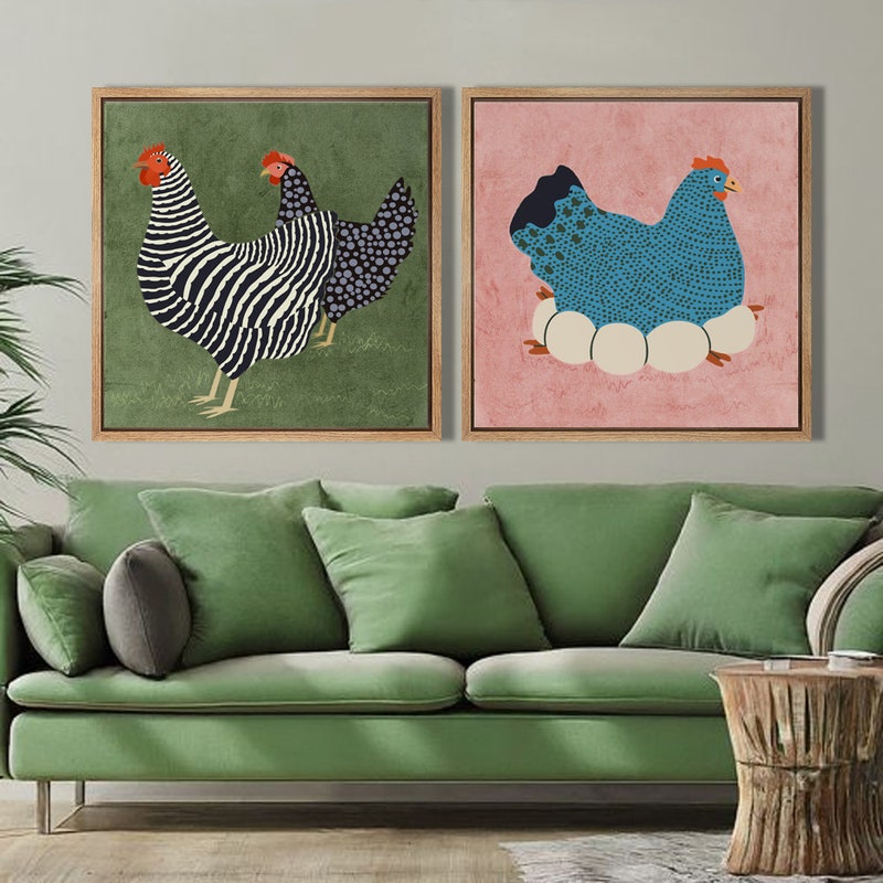 Abstract Chicken Art Canvas - Etsy