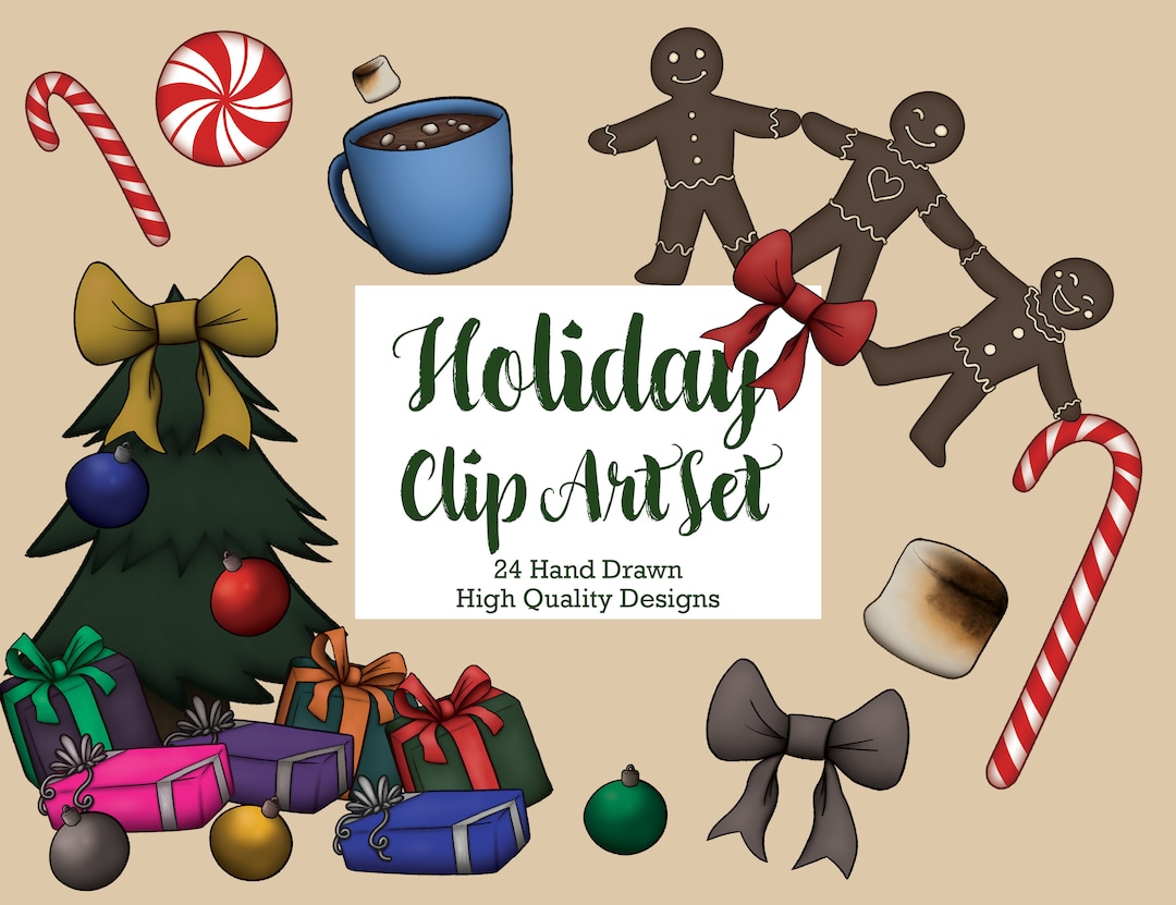 Holiday Clip Art Set Printable Downloadable Images - Etsy