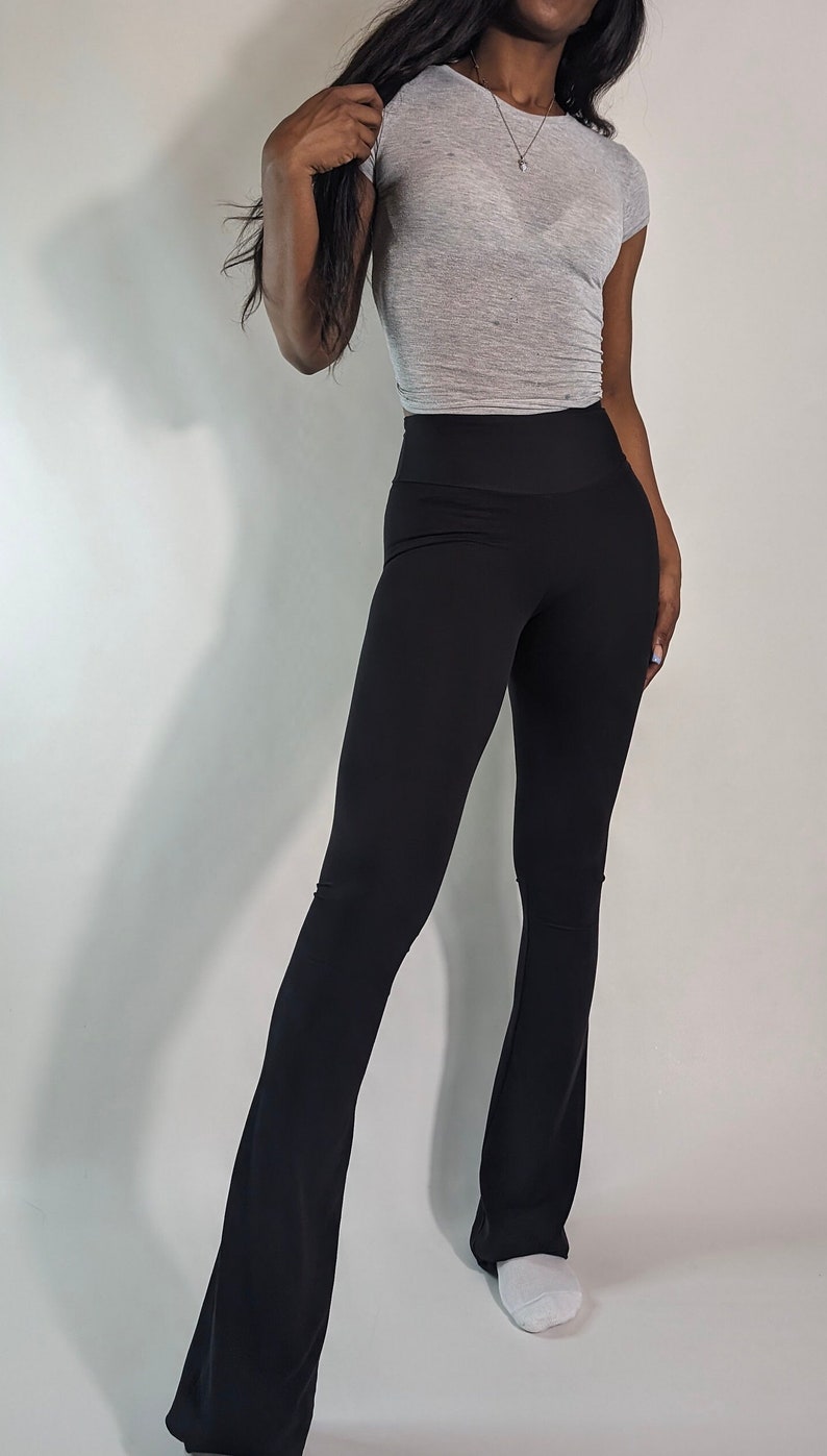 TALL- Black Extra Long SLIGHT FLARE Leggings - Etsy