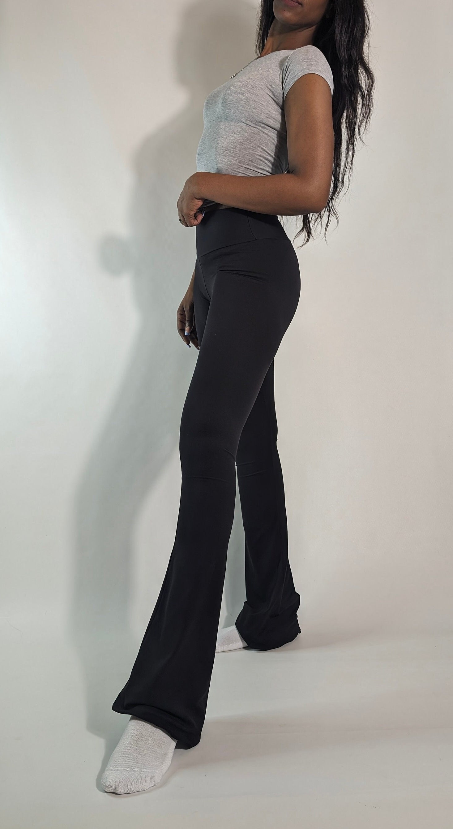 TALL- Black Extra Long SLIGHT FLARE Leggings - Etsy