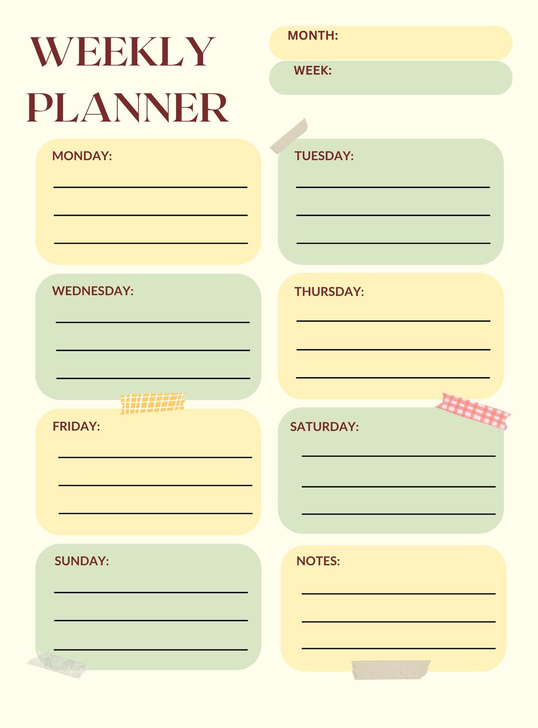 Elegant Weekly Planner - Etsy