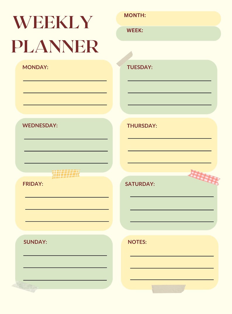 Elegant Weekly Planner - Etsy