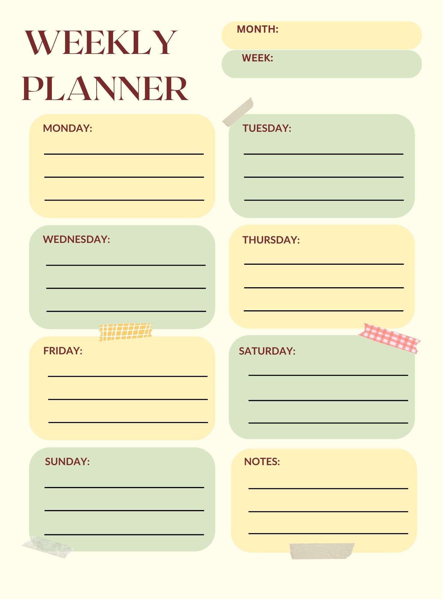 Elegant Weekly Planner - Etsy
