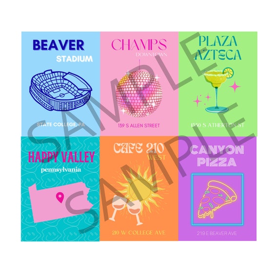 PENN STATE POSTER 6 Pack Trendy College Posters Wall Art - Etsy