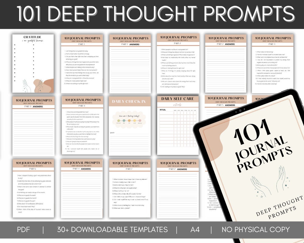101 Journal Prompts for Self-reflection Self-improvement - Etsy