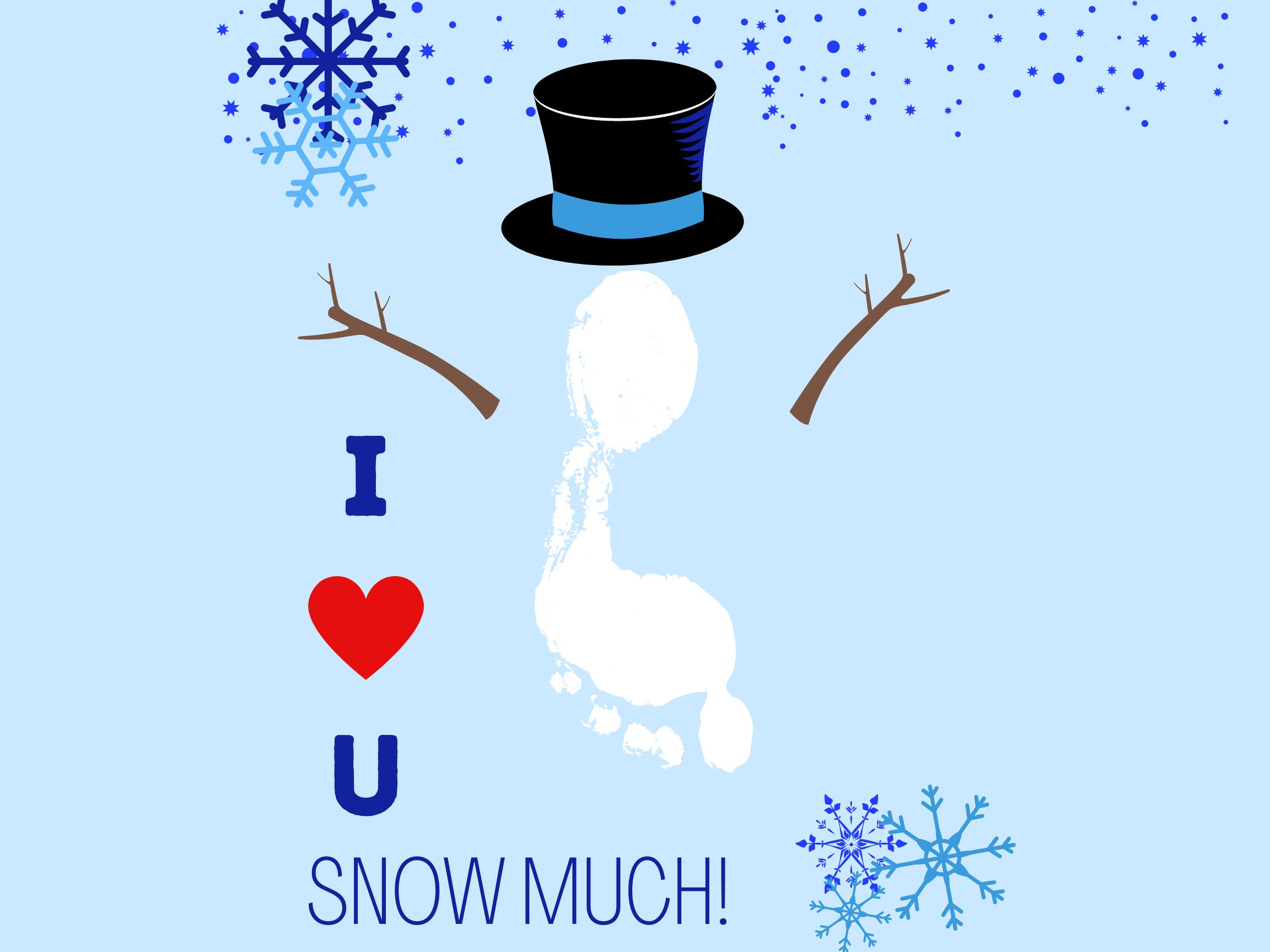 I Love You SNOW Much Footprint Template Card Toddler - Etsy