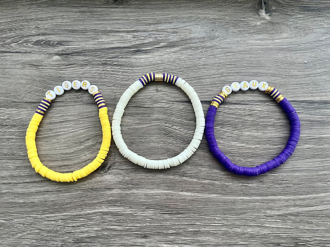 Lsu/geaux Tigers Bracelet Stack - Etsy