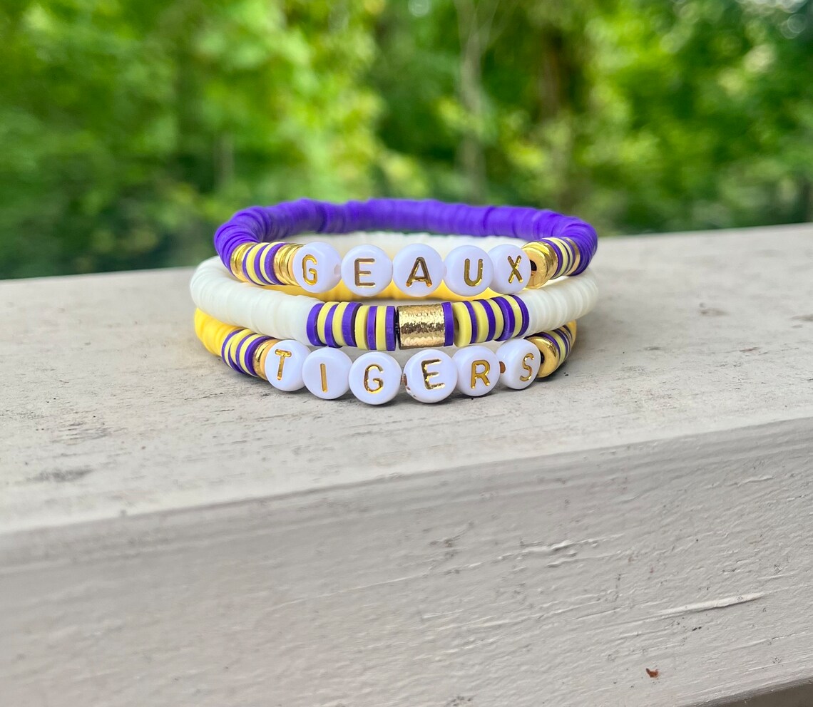 Lsu/geaux Tigers Bracelet Stack - Etsy