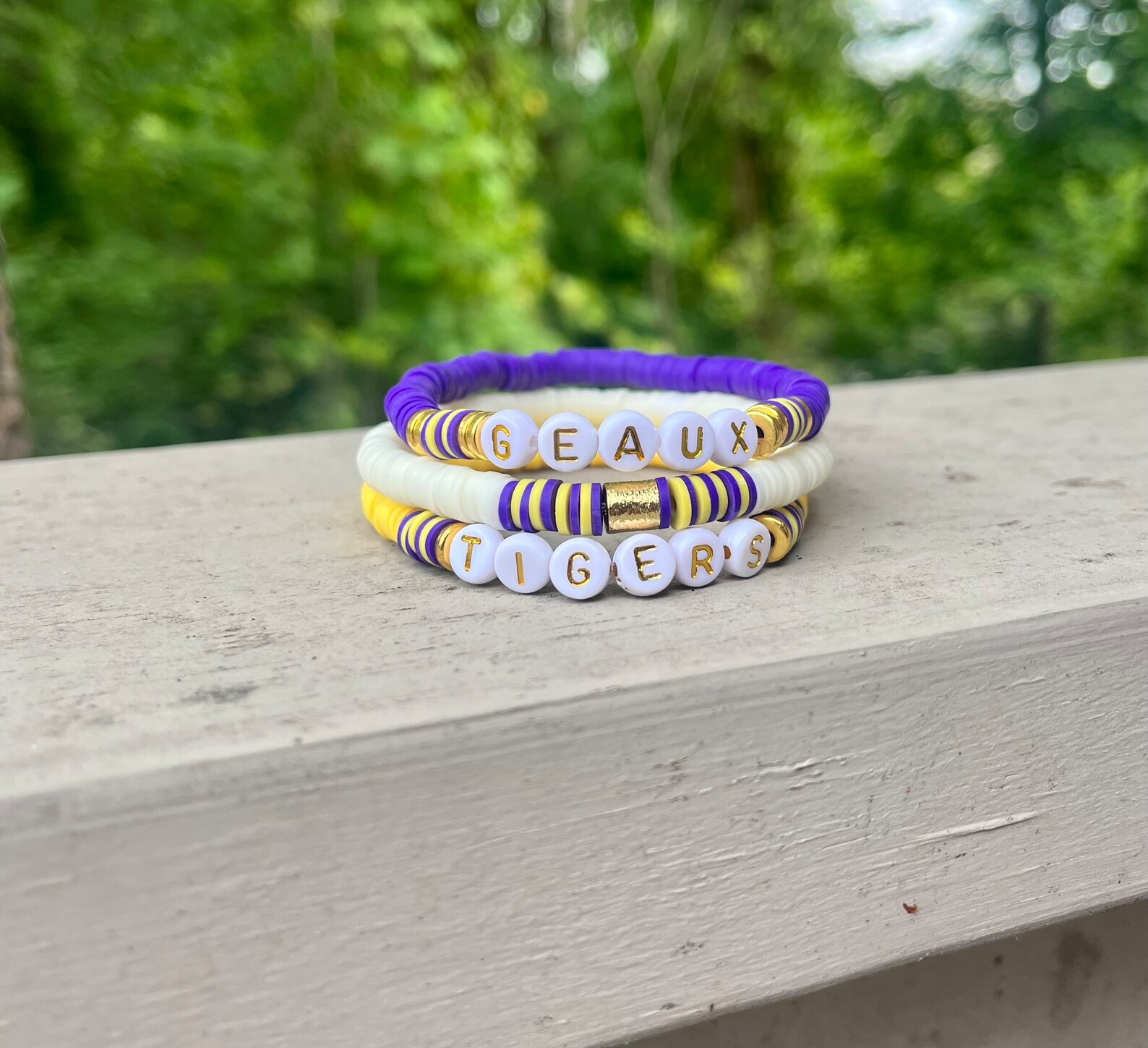 Lsu/geaux Tigers Bracelet Stack - Etsy