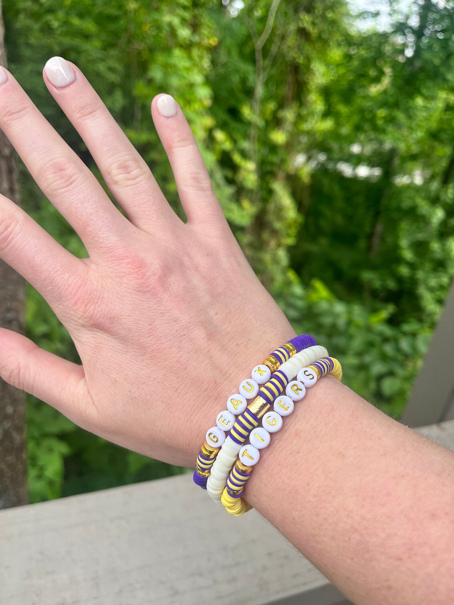 Lsu/geaux Tigers Bracelet Stack - Etsy