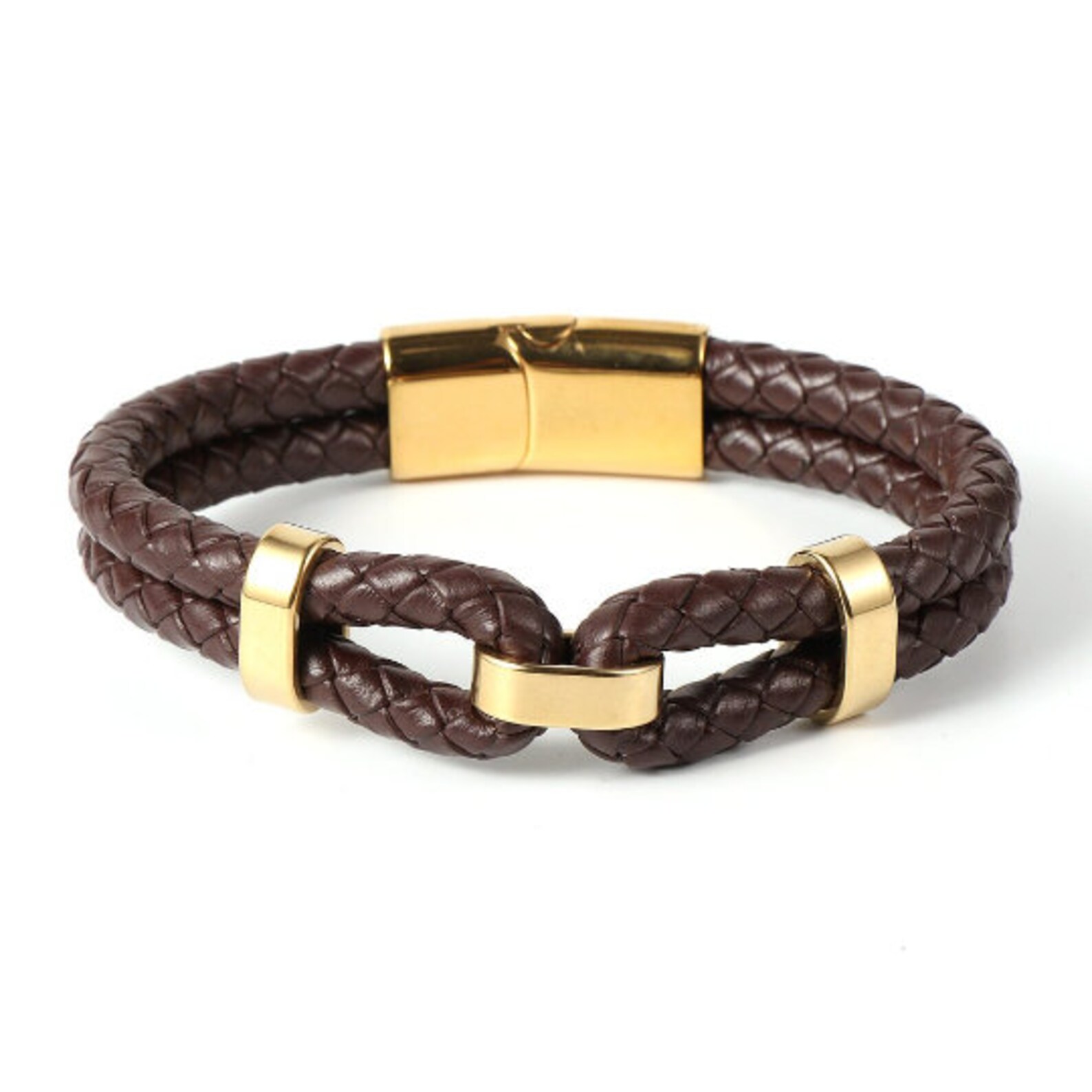 Brown & Gold Leather Cord Bracelet 22 Cm - Etsy