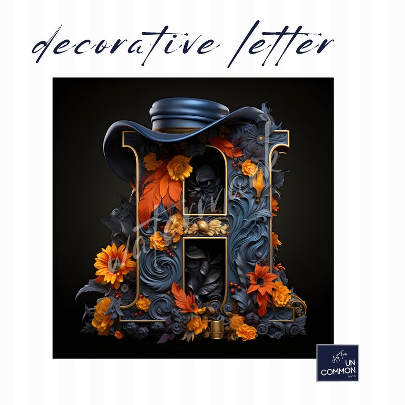 Letter H PNG Goth Decorative Letters Digital Downloadable - Etsy