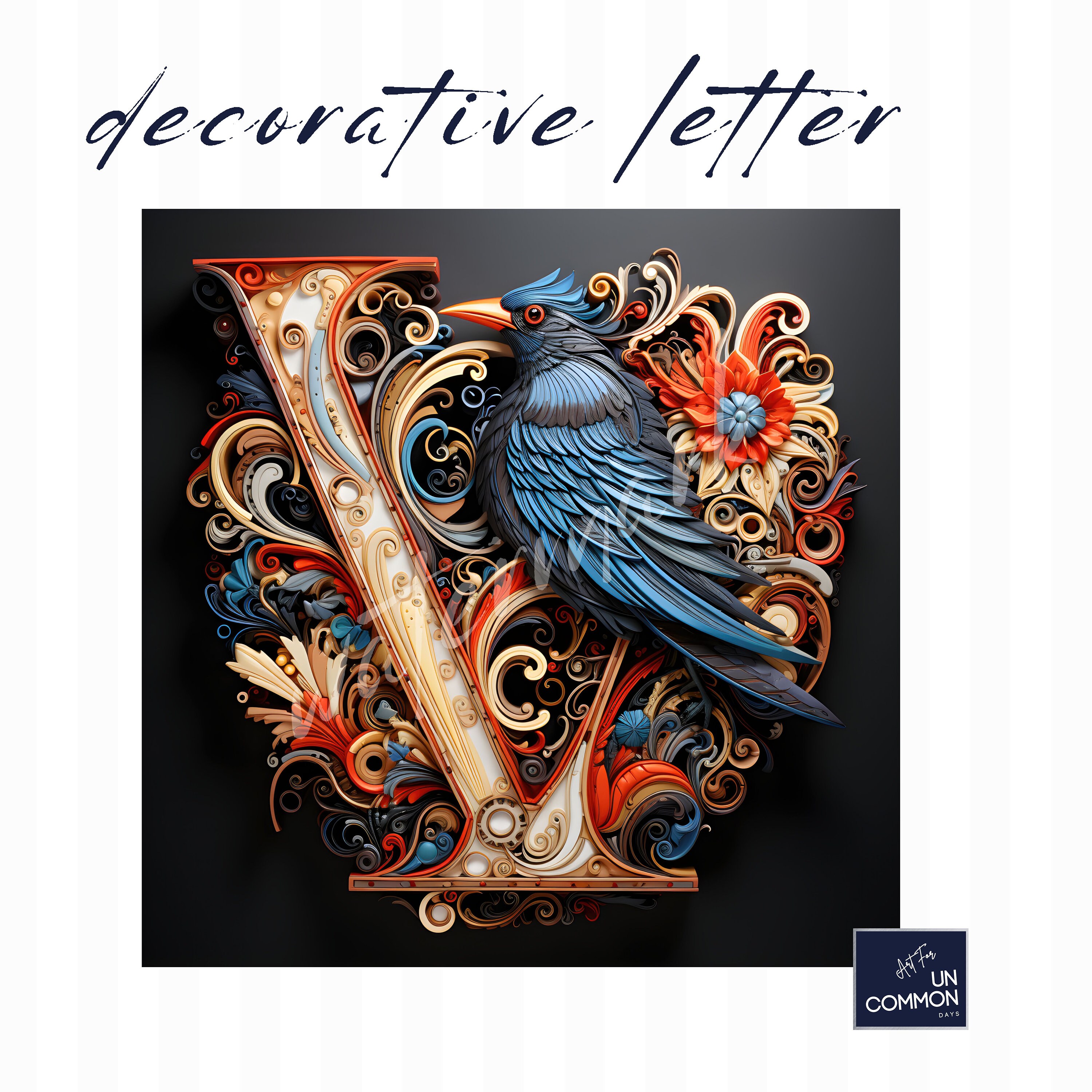 Goth Decorative Letter V, Art Letters, Digital Downloadable Printable ...