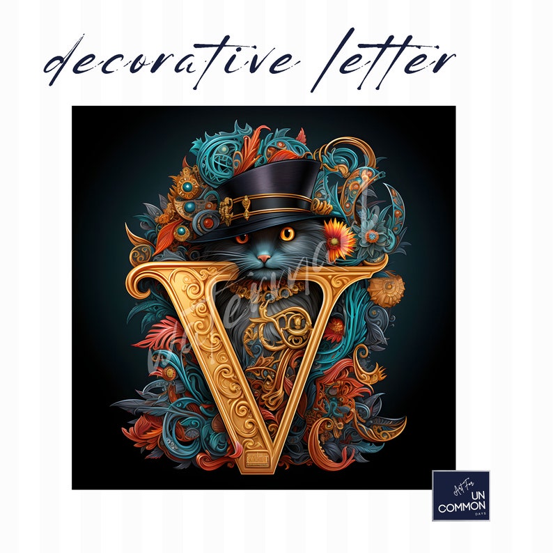 Goth Decorative Letter V Art Letters Digital Downloadable - Etsy