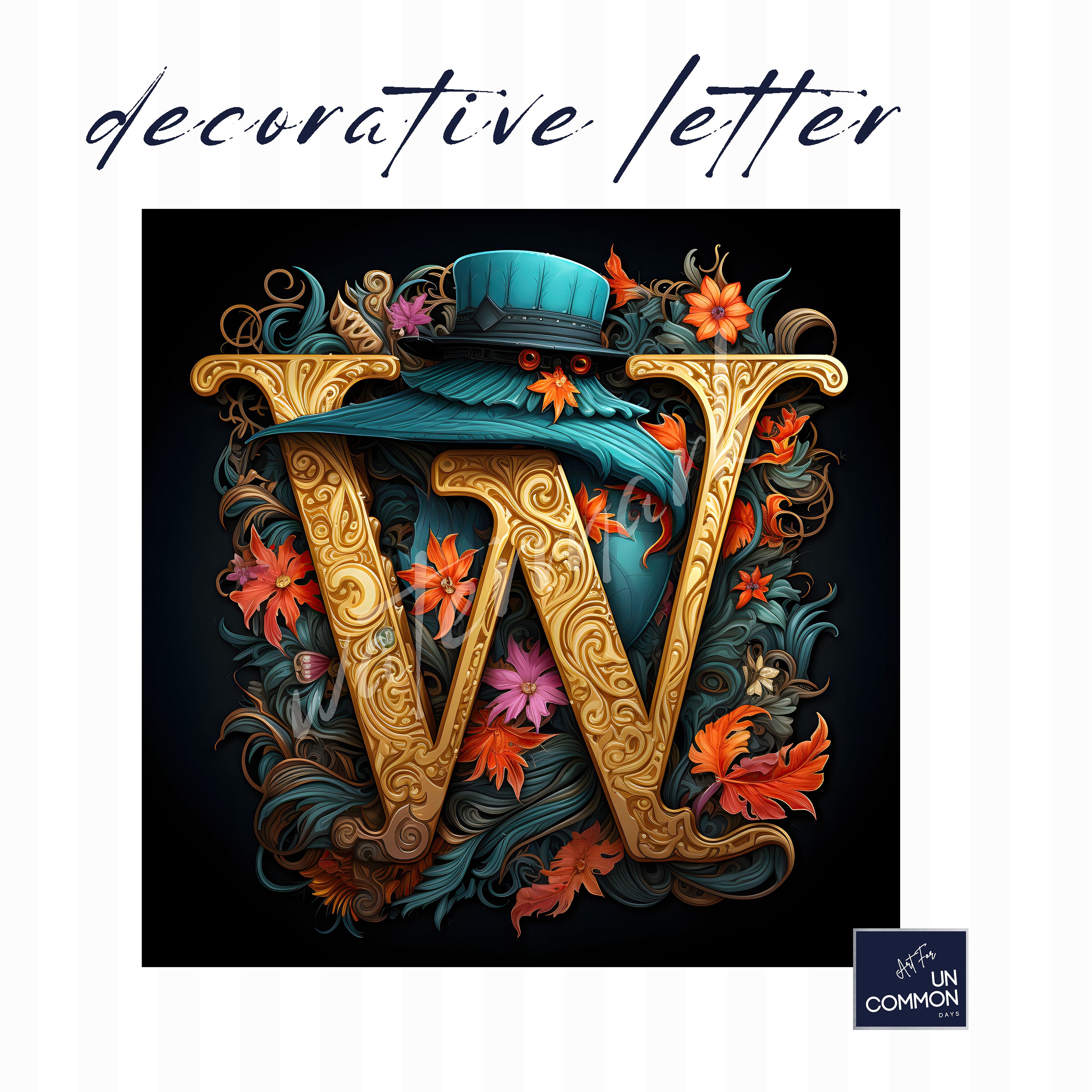 Goth Decorative Letter W, Art Letters, Digital Downloadable Printable ...