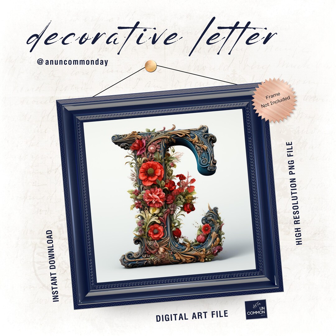 Letter E PNG - Goth Decorative Letters - Digital, Downloadable and ...