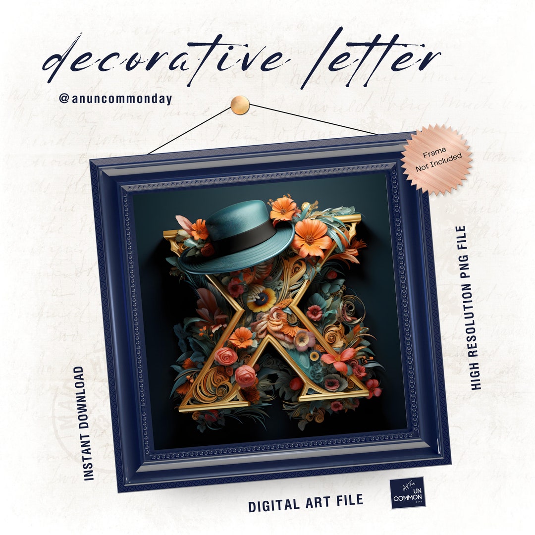 Goth Decorative Letter X, Art Letters, Digital Downloadable Printable ...