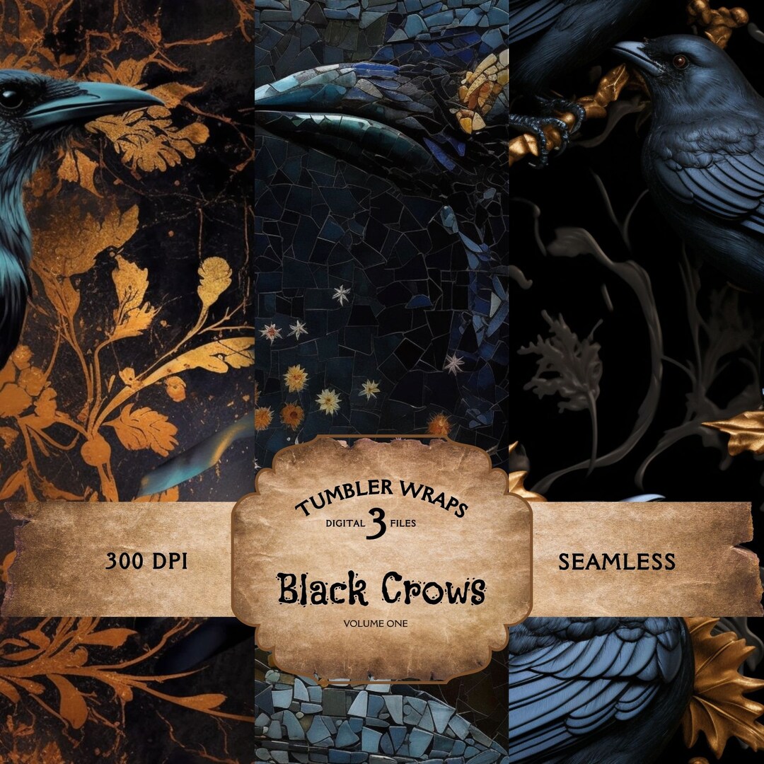Black Crow Tumbler Wrap, Printable PNG, Abstract Sublimation Clipart ...
