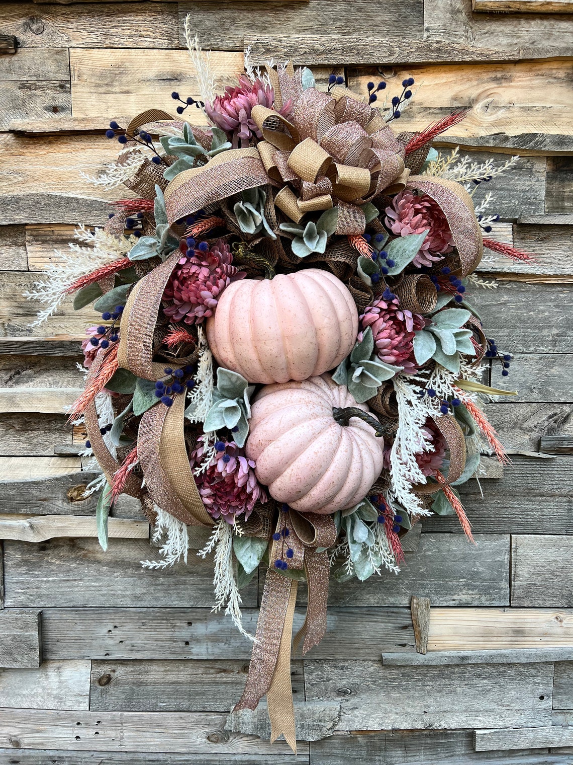 Pink Pumpkin Fall Wreath - Etsy