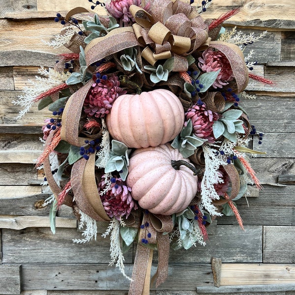 Pink Fall Wreath - Etsy