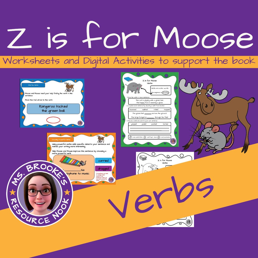 Z is for Moose, Verbs Activity, Google Slides, PDF Download, Digital ...