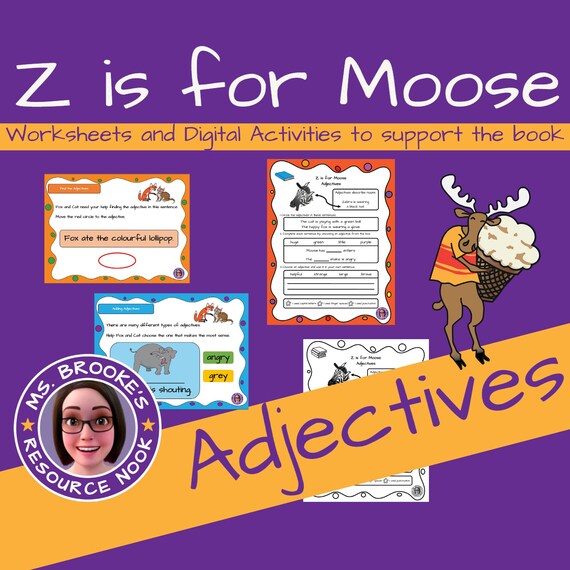 Z is for Moose Adjectives Activity Google Slides PDF - Etsy