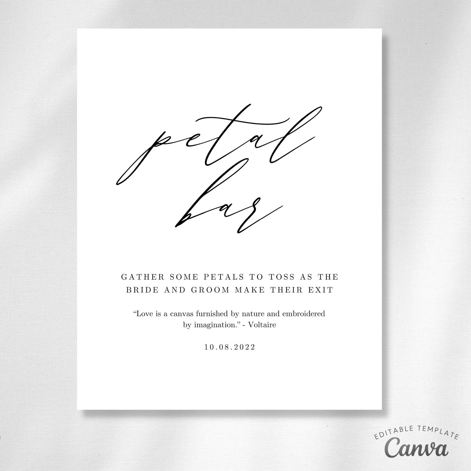 Modern Minimalist Wedding Signage Guest Book Table Sign Petal Bar Sign ...
