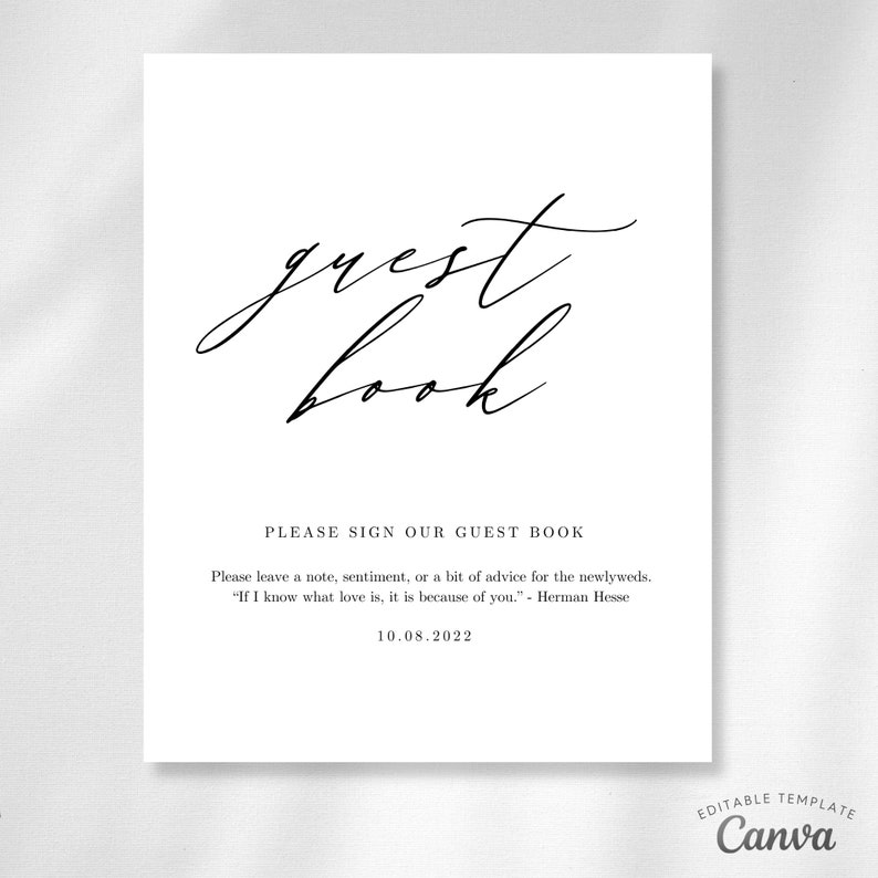 Modern Minimalist Wedding Signage Guest Book Table Sign Petal Bar Sign ...
