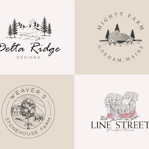 Custom Hand Drawn House Logo Custom Logo Design Cottage Logo Farm Logo ...