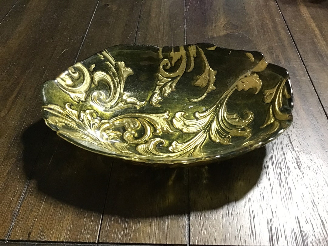 1920s Green Goofus Glass Dish - Etsy