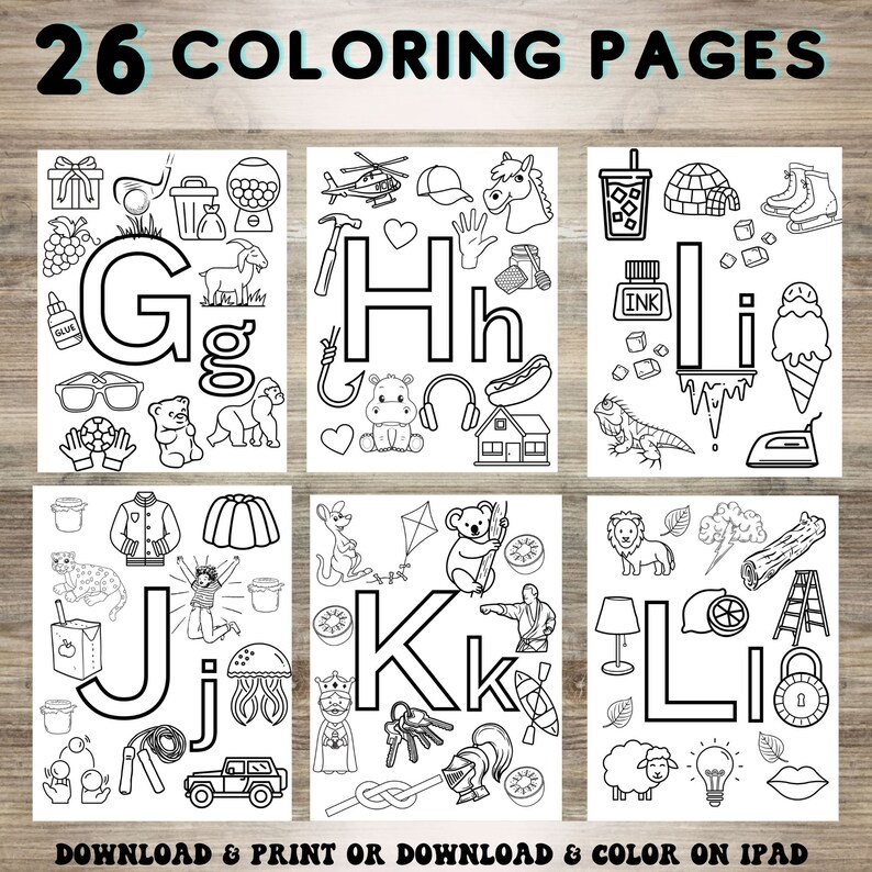 26 ABC Coloring Pages, Alphabet Digital Coloring Book, ABC Book ...