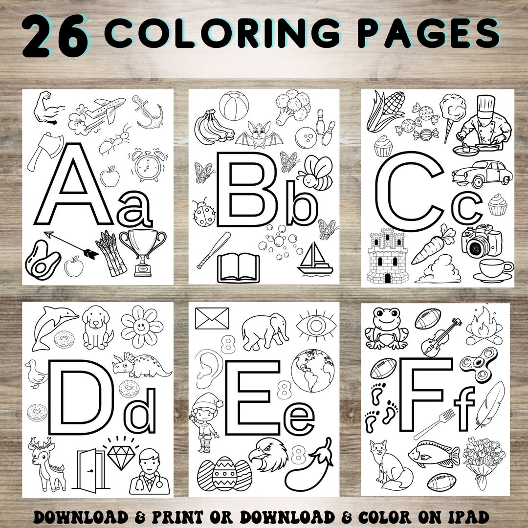 26 ABC Coloring Pages, Alphabet Digital Coloring Book, ABC Book ...
