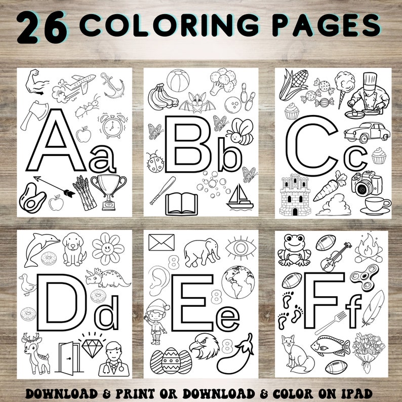26 ABC Coloring Pages, Alphabet Digital Coloring Book, ABC Book ...