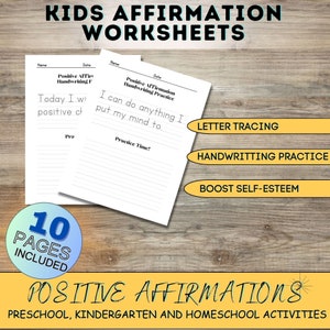 Kids Affirmation Worksheet, Handwriting Practice to Boost Self-esteem ...