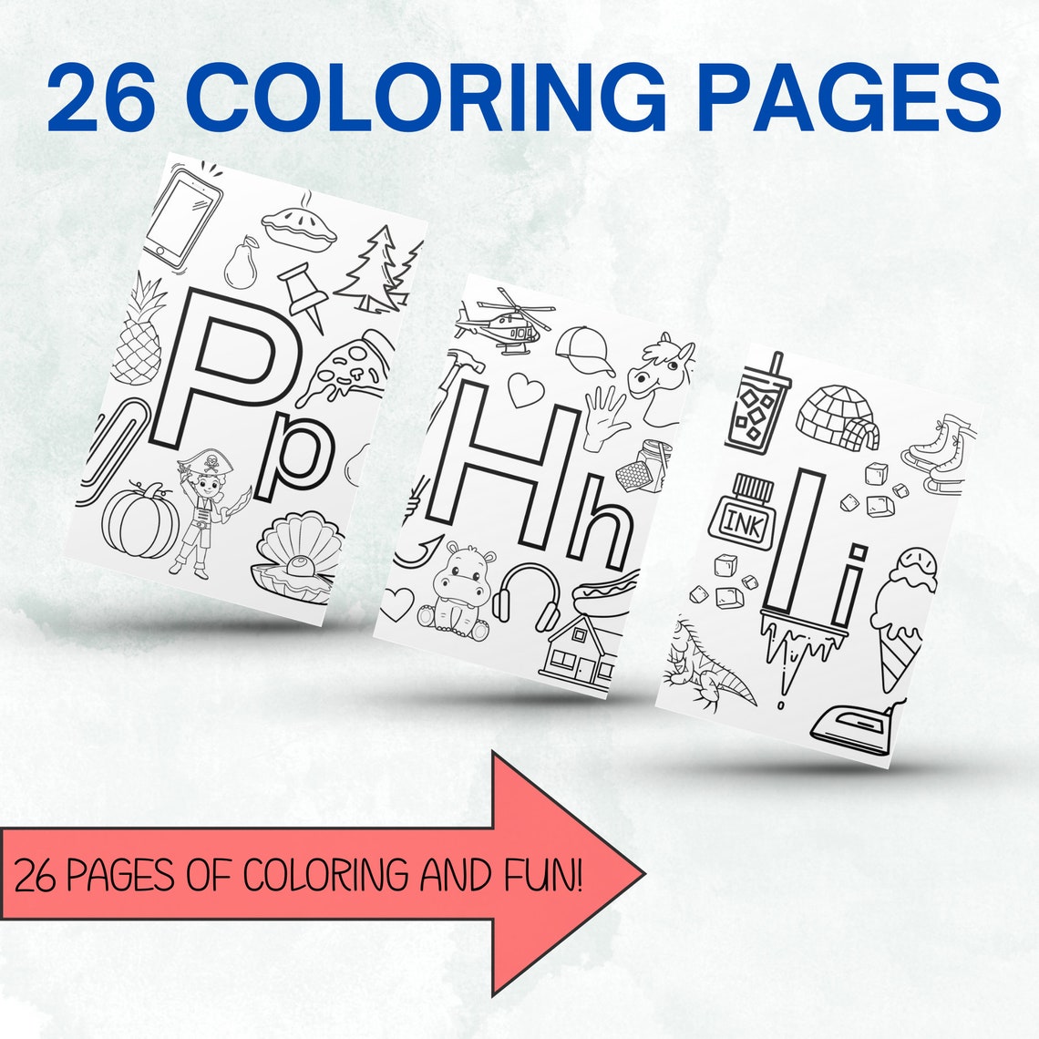 26 ABC Coloring Pages Alphabet Digital Coloring Book ABC - Etsy
