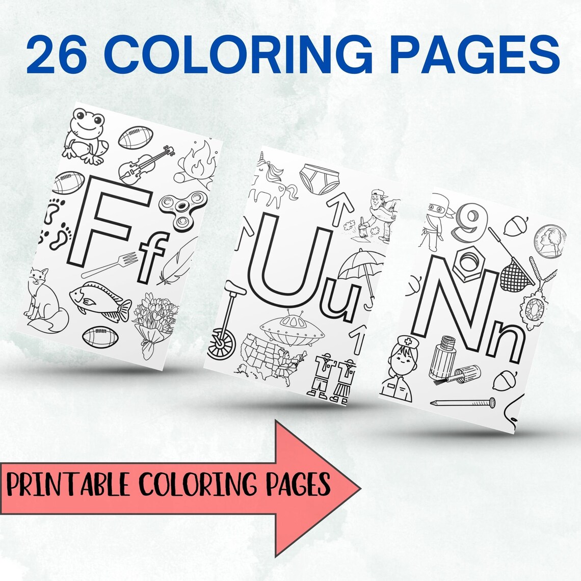 26 ABC Coloring Pages Alphabet Digital Coloring Book ABC - Etsy