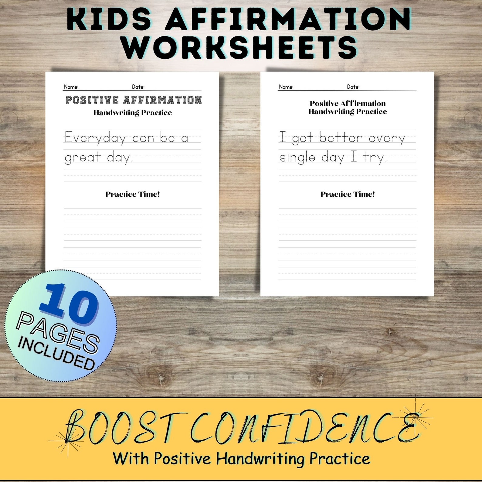 Kids Affirmation Worksheet, Handwriting Practice to Boost Self-esteem ...