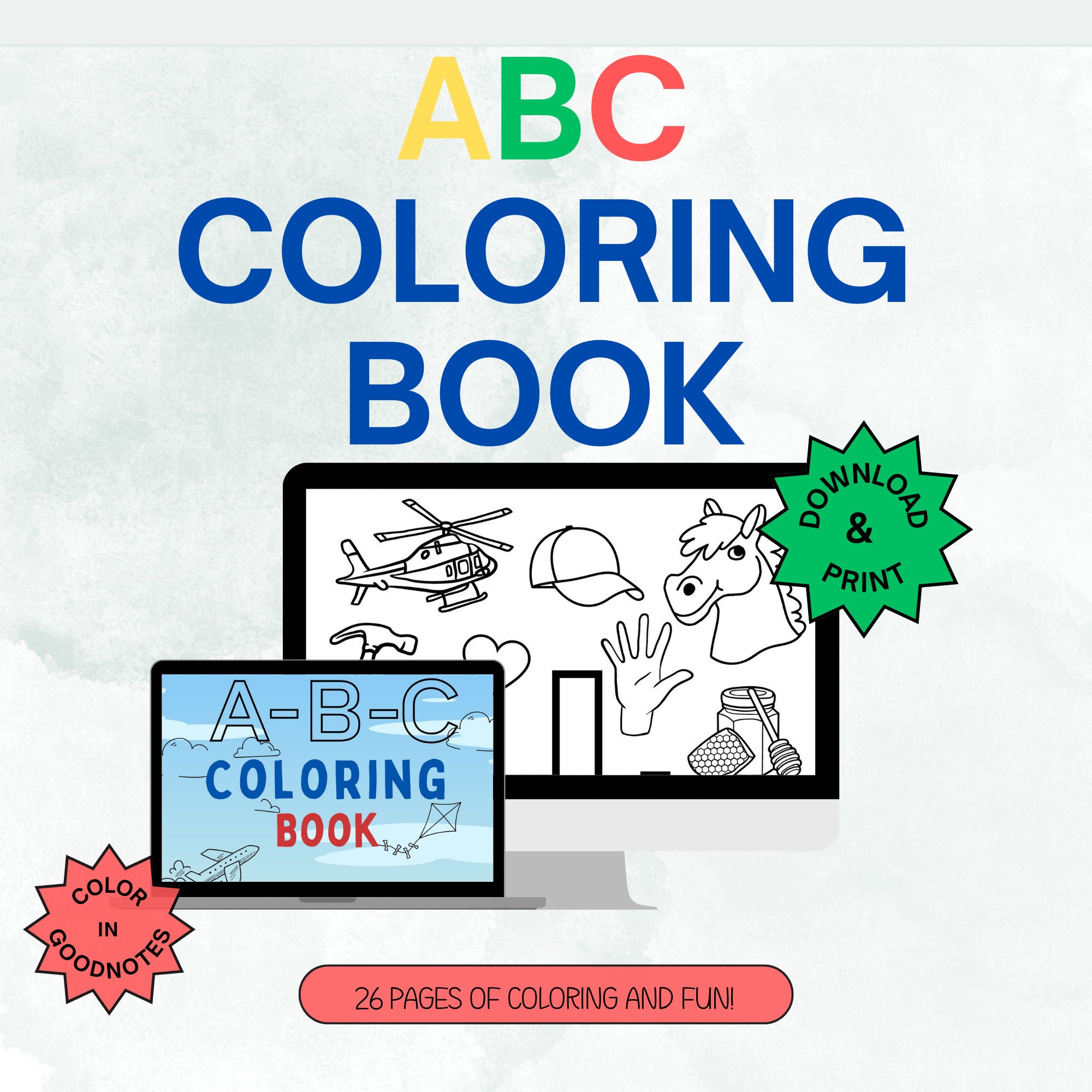 26 ABC Coloring Pages, Alphabet Digital Coloring Book, ABC Book ...