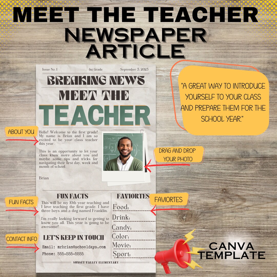Meet the Teacher Template, All About the Teacher News Article ...