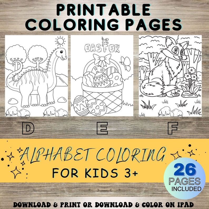 Easy Coloring Pages for Kids, Alphabet Learning Tools, 26 Printable ...