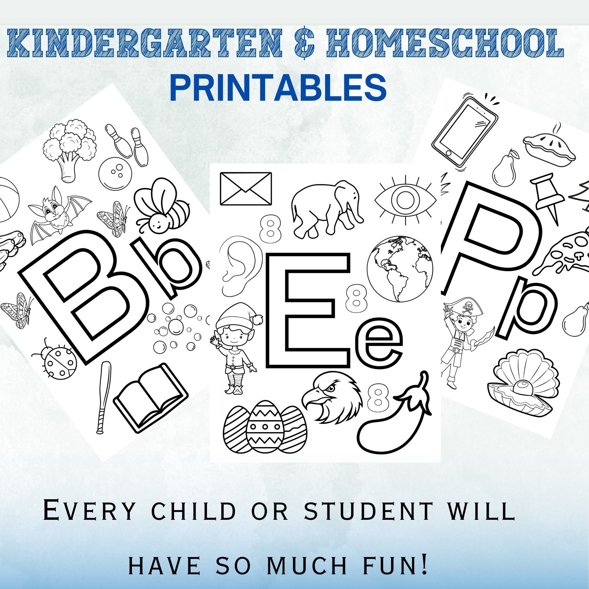 26 ABC Coloring Pages, Alphabet Digital Coloring Book, ABC Book ...