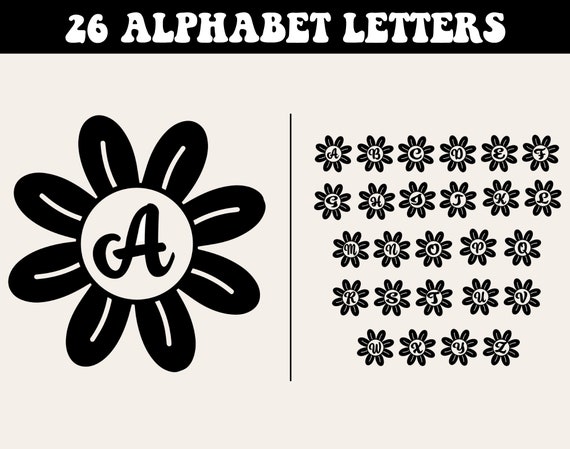 26 Flower Power Alphabet Svg Digital Download Sports Package - Etsy