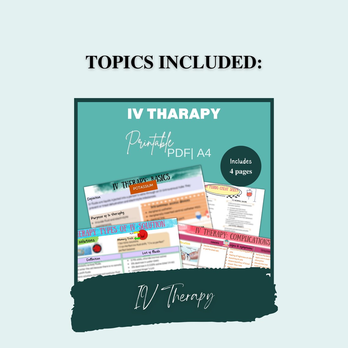 Intravenous Therapy Cheat Sheet IV Solution Nursing School - Etsy